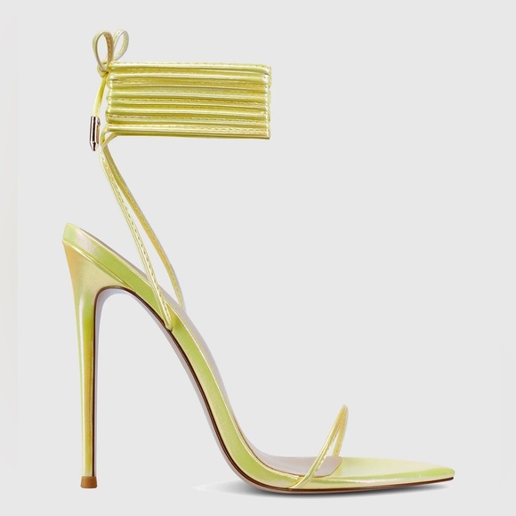 Femme | Shoes | Femme La Womens Sol Metallica Yellow Strappy Heels Size ...